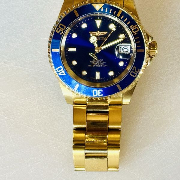 Invicta Pro Diver Automatic Blue Dial Yellow Gold-plated Men's Watch ...