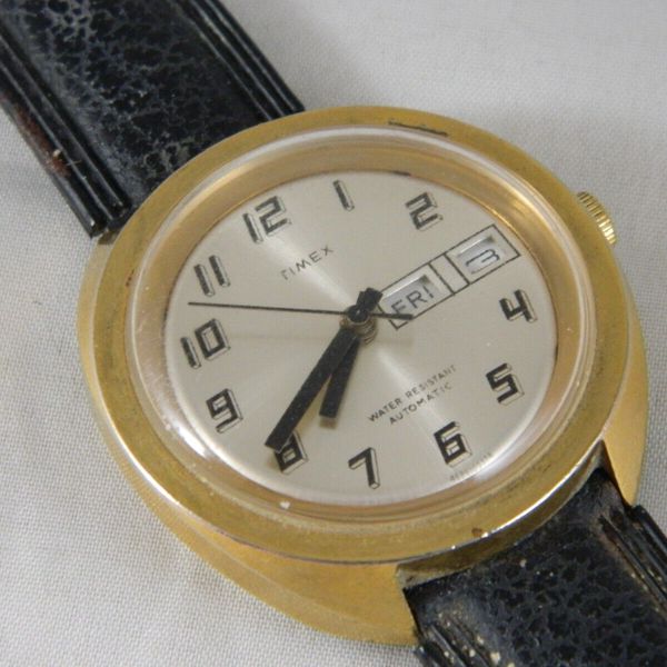 Vintage 1971 TIMEX Self-Wind Day Date Automatic Watch Large! Keeps good ...