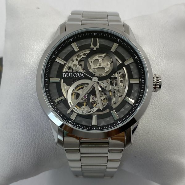 Bulova Sutton Automatic Skeleton Dial Stainless Steel Men's Watch ...