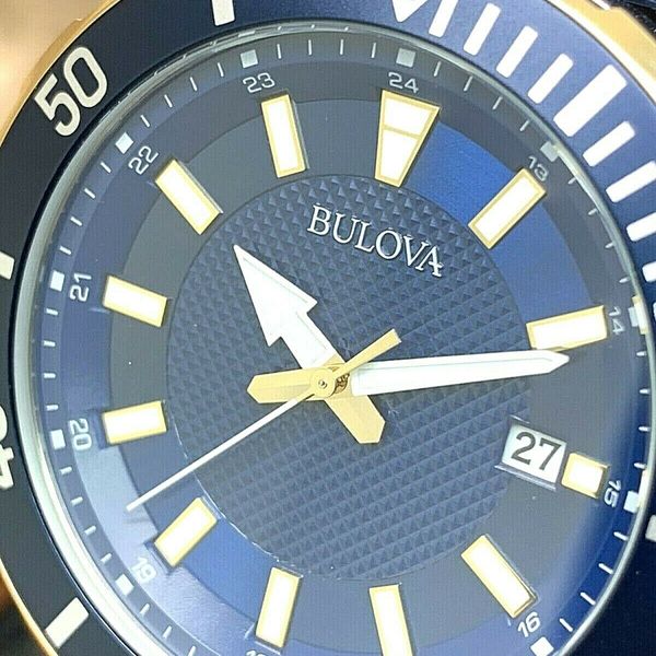 Bulova Men's Watch 98B345 Diver Quartz 44mm Two Tone Blue Dial Date ...