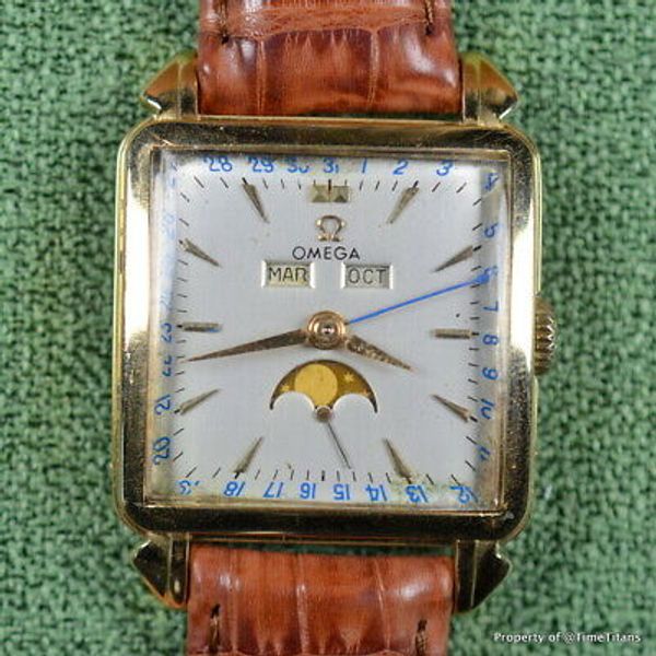 OMEGA COSMIC SQUARE 18K Ref 3944 Cal 381 YELLOW GOLD NO RESERVE .99 ...