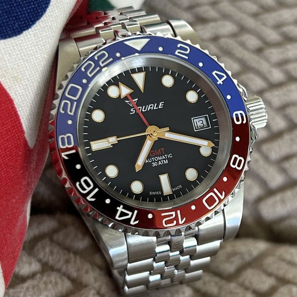 RARE Original Squale BLUE/RED "Pepsi" GMT Ceramic Bezel 40mm Watch-MKII ...
