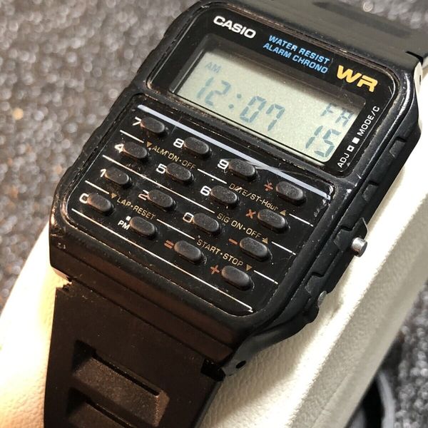 Vintage Casio Calculator Black Watch Alarm,Chrono,3208 New Battery ...