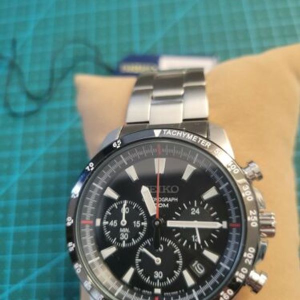 SEIKO SSB031P1 Tachymeter Chronograph Black Dial Men's Watch ...
