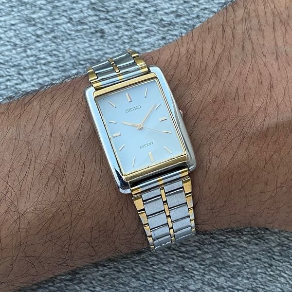 Vintage Seiko Lucent Quartz Watch Mens Two Tone Rectangular Dress ...