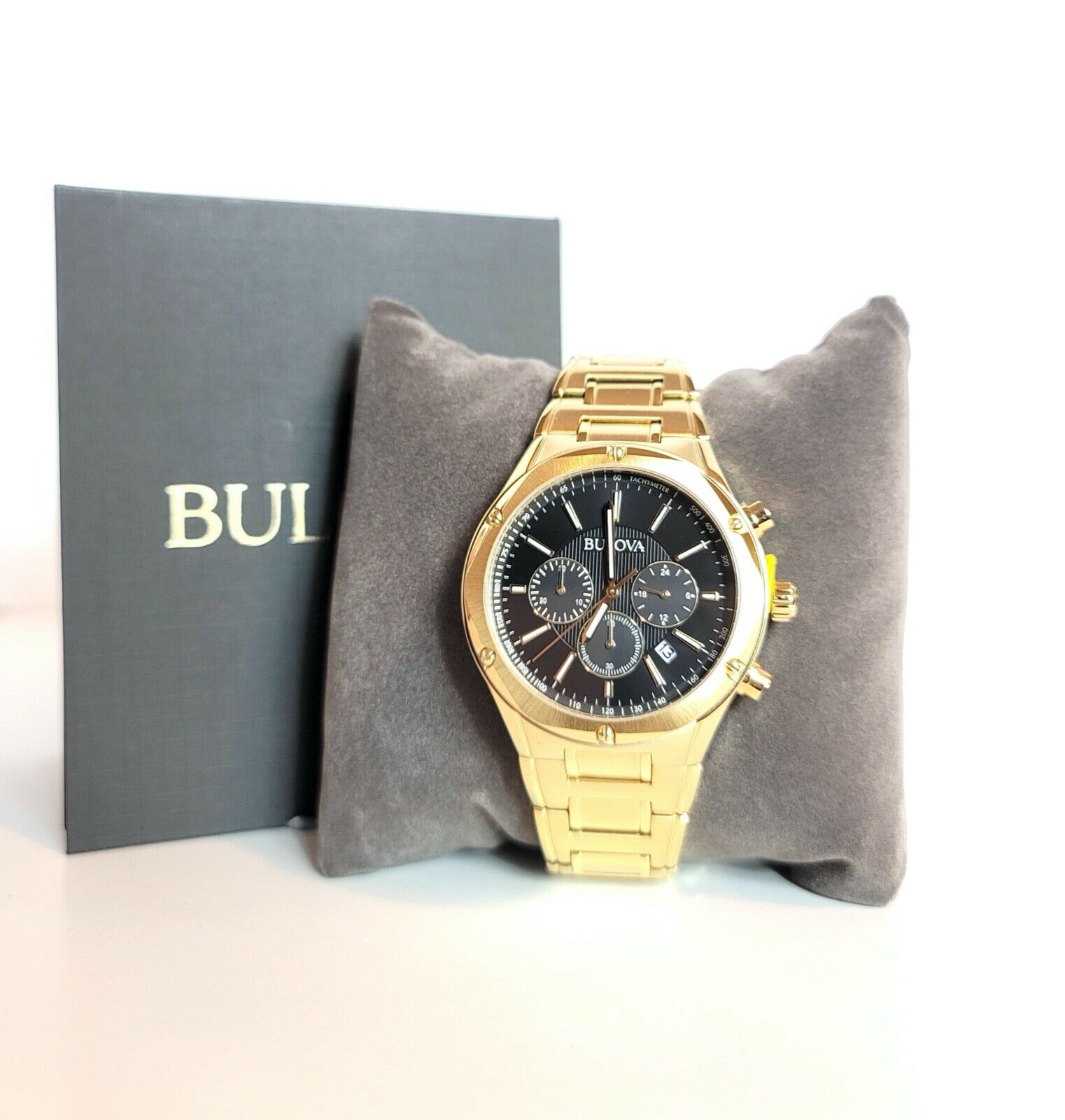 Bulova 97B161 43mm Stainless Steel Case Men's Chronograph Black Dial ...