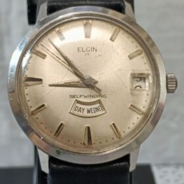 ELGIN Vintage Men's Watch Swiss Cal.854 Automatic Leather 35 mm Works ...