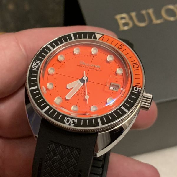Reduced x3 - Orange Bulova Oceanographer Devil Diver 96B350 with ...