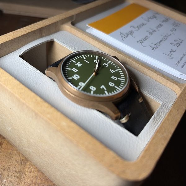 Stowa Flieger 40 Bronze Pilot Automatic Green Dial Men's Watch w/Box ...