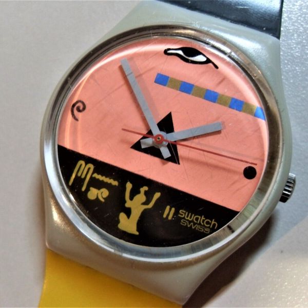 SWATCH 1983 VINTAGE RARE GREAT EGYPTIAN EYE & SYMBOLS DIAL QUARTZ ...