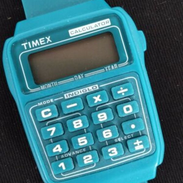 NIB Timex Retro Nigel Blue Calculator Watch T2N190 w/ Neon Green Slide ...