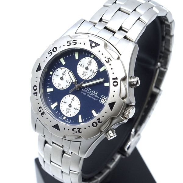 Dead SEIKO PLUSAR Pulsar V657 Chronograph Navy Quartz Included ...