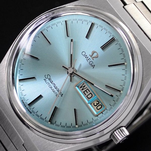 VINTAGE OMEGA SEAMASTER AUTOMATIC SKY BLUE DIAL DAY&DATE DRESS MEN'S ...