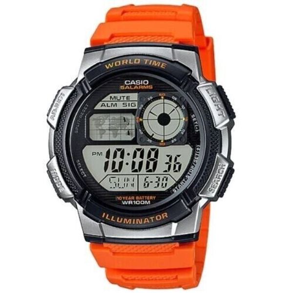 CASIO WATCH - SPORTS SWIMMING, WORLD TIME, 5-ALARMS, STOPWATCH,TIMER AE ...