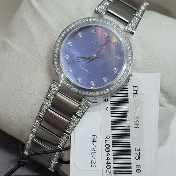 NEWâ Citizen Eco-Drive Crystal Blue Mother of Pearl Dial EM0840-59N ...