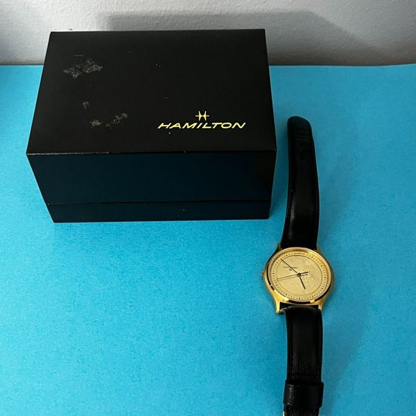 Vintage Hamilton Cal 9812 Gold Tone Wrist Watch Masterpiece New Battery ...