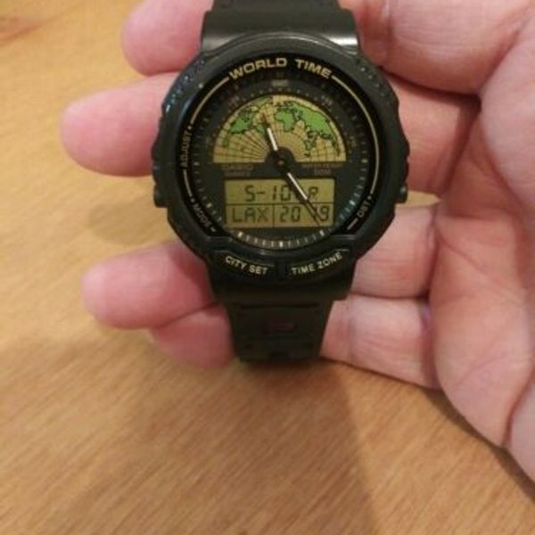 Vintage Rare Casio World Time AW-21u 387 Module LCD Digital Men's Watch ...