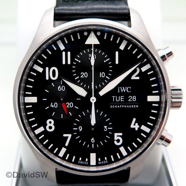 FS: IWC Pilot's 43MM CHRONOGRAPH 3777-09-STAINLESS STEEL-BLACK DIAL ...