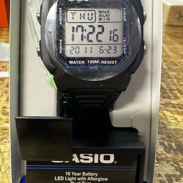 Casio W800H-1AV, Digital Watch, Resin Band, Stopwatch, Alarm, 10 Year ...