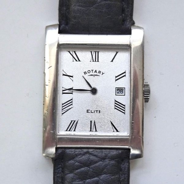 Gent's Vintage ROTARY "Elite" Sterling Silver Quartz Watch with Date ...