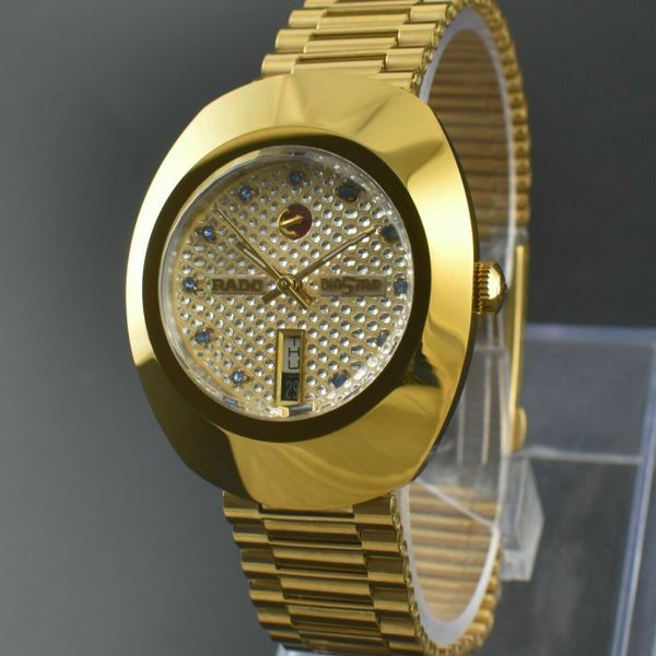 Vintage Rado Diastar Automatic 36 MM Gold Plated Blue Stone Men's Wrist ...