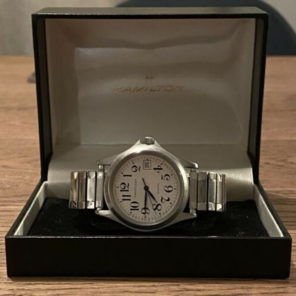 Vintage 1989 Hamilton 9821 Men’s Watch w/Railroad Dial & Original Box ...