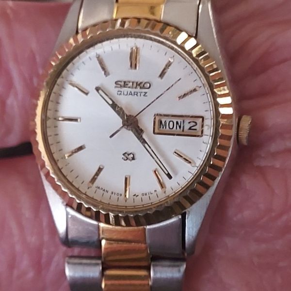 Vintage Seiko S3 Day Date Two Tone Women's Watch Gold Silver Tone Metal ...