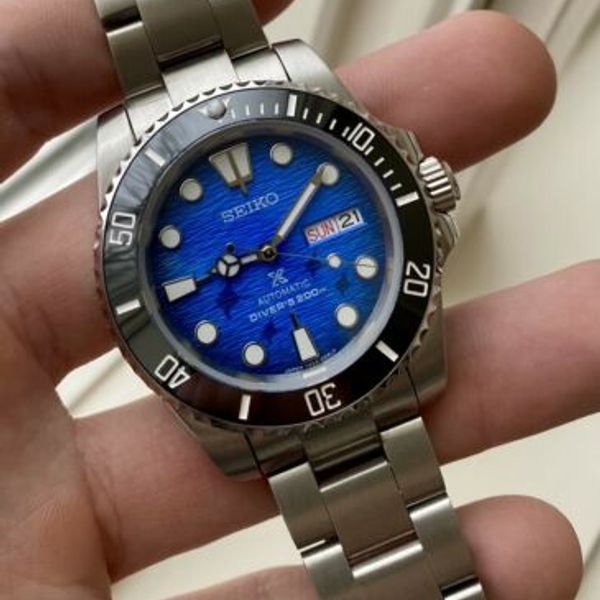 NEW Seiko Blue Manta Ray Mod Submariner NH36 Dive Watch Automatic 40mm ...