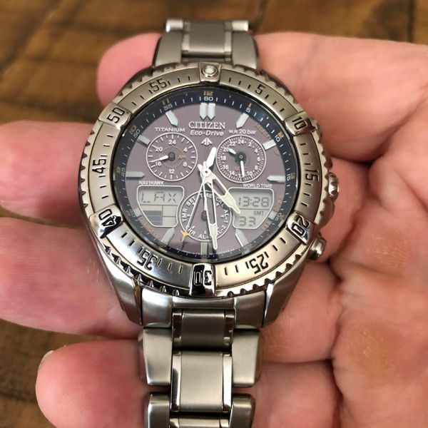 C&R Rare JDM Citizen Eco Drive Navihawk PMK65-2191 ( titanium with ...