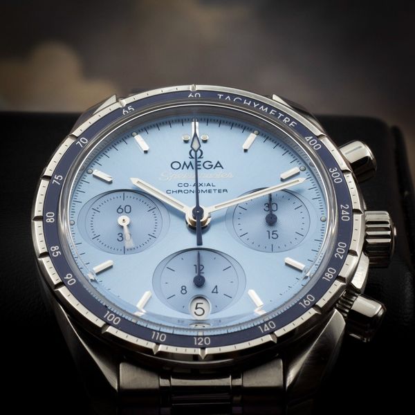 OMEGA Speedmaster 324.30.38.50.03.001 Ice Blue Dial Watch Box Papers ...