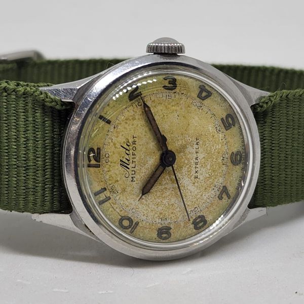 Military Mido Multifort Extraflat - Manual wind men's watch S. Steel ...