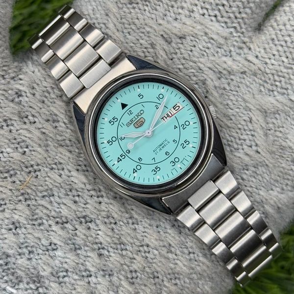 Rare Sky Green Seiko 5 7s26-0480 21 Jewels Automatic Stainless Steel Japan | WatchCharts Marketplace