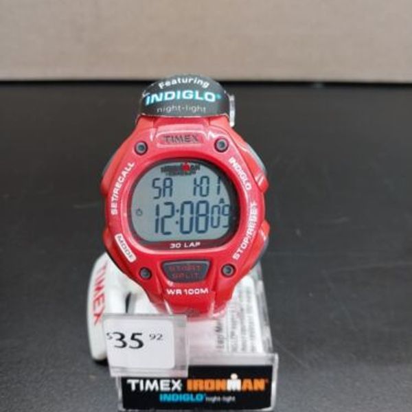 Timex Ironman Triathlon Watch Mens Indiglo RARE RED New In Box Never ...