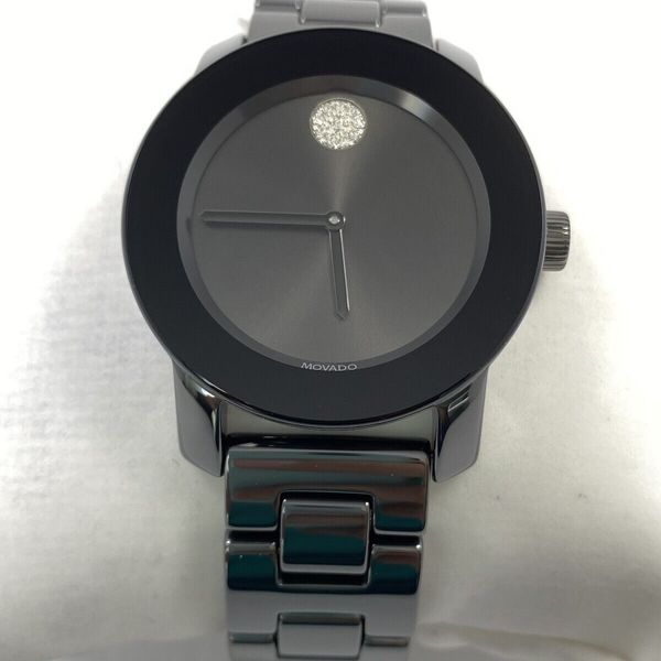 Movado Bold SWISS Quartz Black Tone Ceramic Ladies Watch 3600535 ...