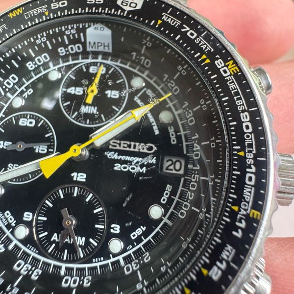 SEIKO PILOT FLIGHT MASTER CHRONOGRAPH 7T62-0EB0 BLACK MENS WATCH ...