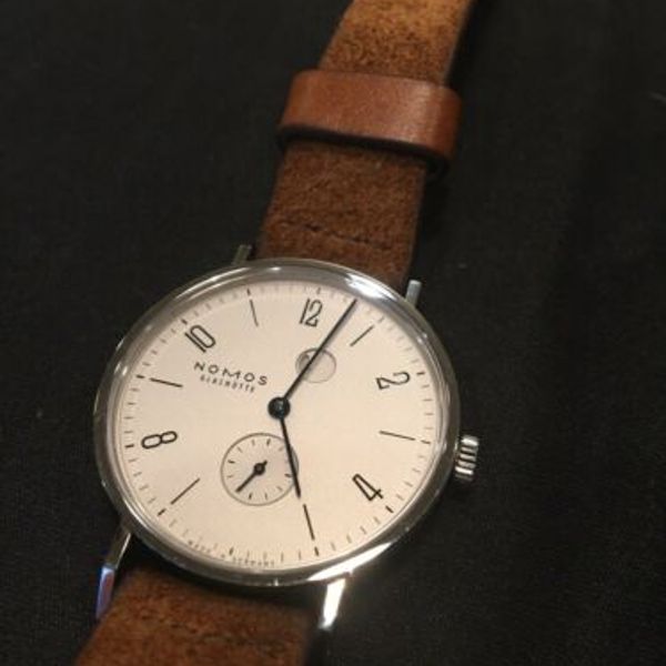 Nomos Glashutte Tangente Power Reserve Steel Manual 35mm Strap Mens ref ...