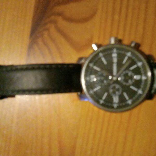 Fossil Men BQ1006 Rhett Chronograph Black Dial Leather Strap Quartz ...