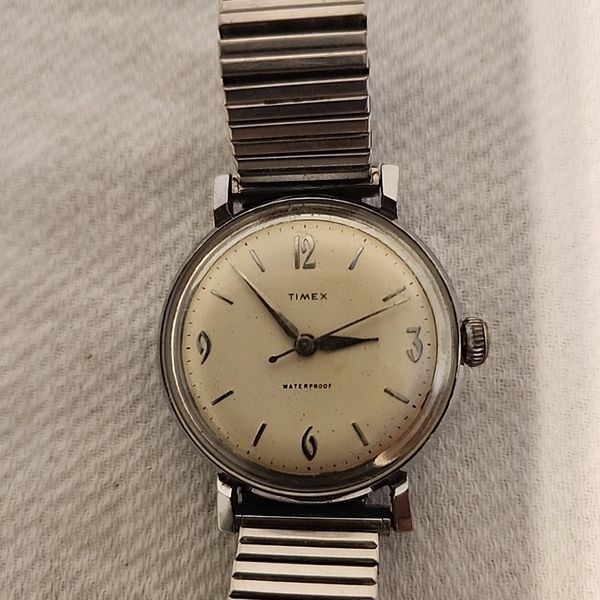 Vintage Timex Marlin Hand-Winding Mechanical Watch Men Silver Stretch ...