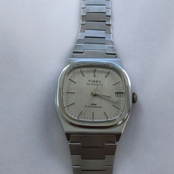 Vintage Timex Automatic (Self Wind) Date Silver-Tone Watch - Working ...
