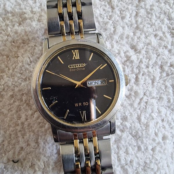 Citizen Eco-Drive Men's Two-Tone Watch WR50 (Crown Slightly Bend ...