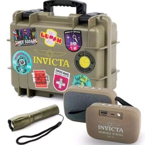 INVICTA GREEN PATCH 1 SLOT DIVE CASE W/ SPEAKER & LED FLASHLIGHT Fast ...