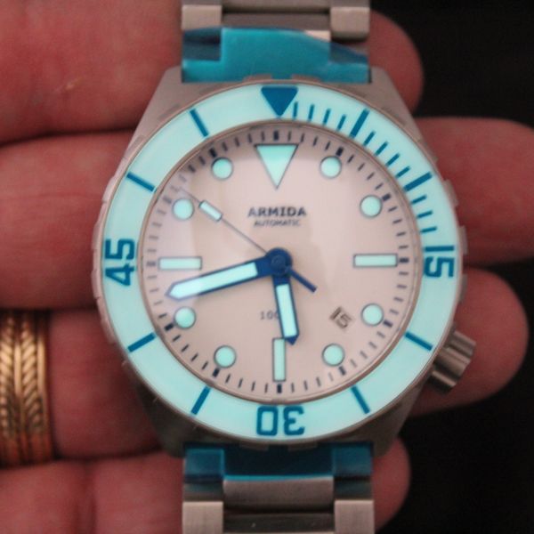 Armida A1 45mm 1000m Dive watch, BGW9 lume Sapphire bezel, domed ...