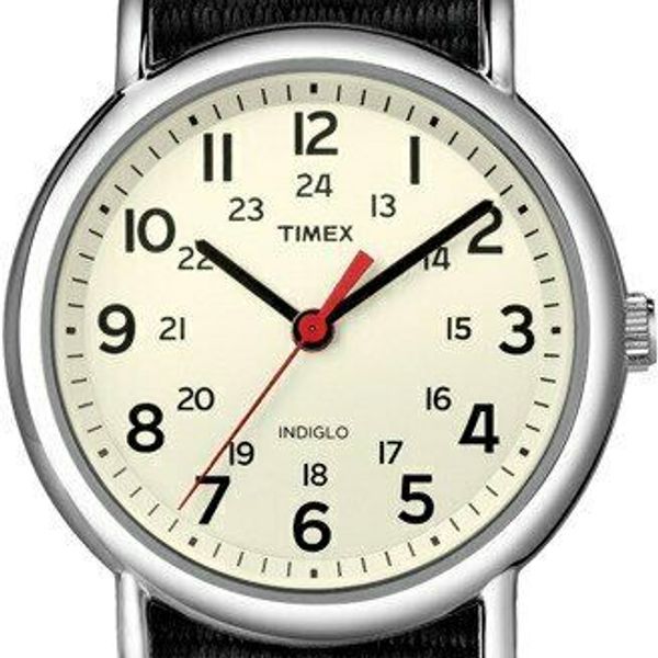 Timex Unisex Weekender 38mm Watch TWC027600 Cream/Black Nylon Slip Thru ...