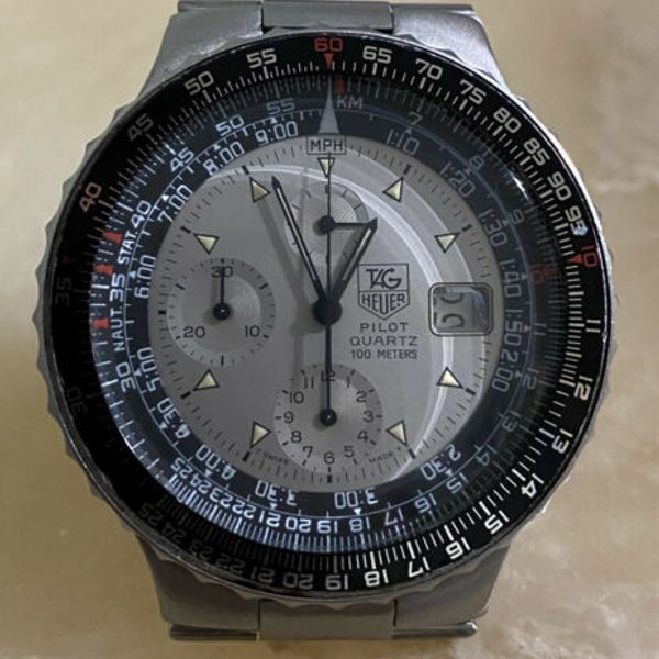 Vintage 1980 s Tag Heuer Pilot Chronograph Sapphire Crystal - Model 230 ...