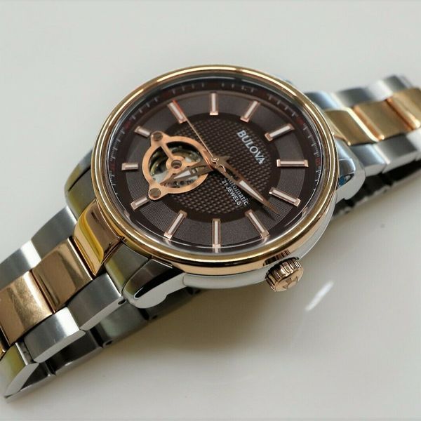 Bulova 98A140 Men's Two Tone Rose 45mm Automatic Watch | WatchCharts ...