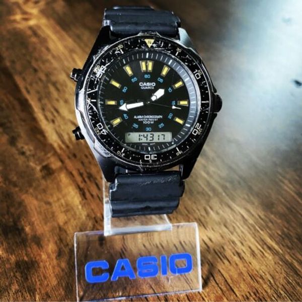 Vintage Casio AMW-360 Analog Digital 100M Quartz Diver Watch Japan ...