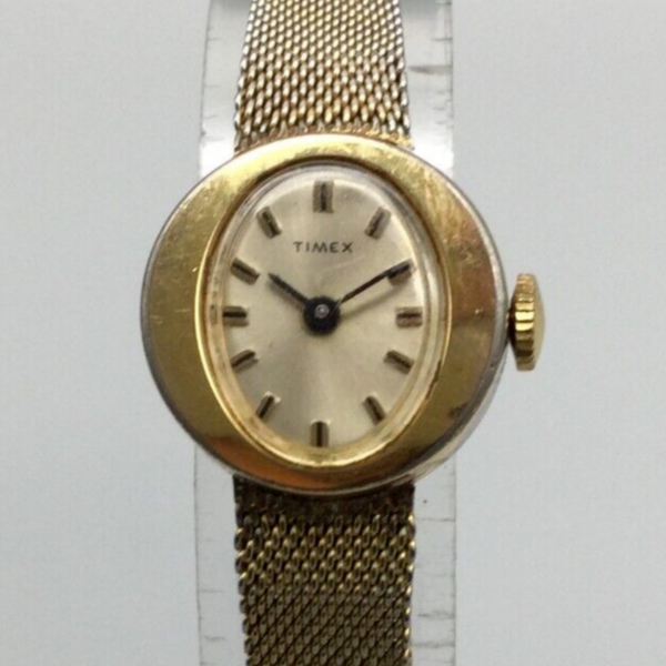 Vintage Timex Watch Women 20mm Gold Tone Oval Dial Manual Wind 7.5 ...