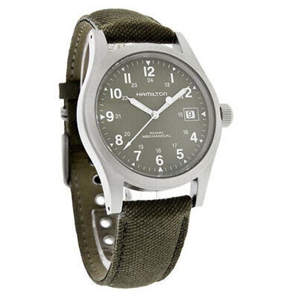 Hamilton Khaki Field Mens Canvas Strap Swiss Mechanical Watch H69419363 ...