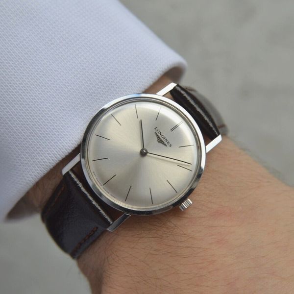 1970s Vintage Longines Mechanical Boxed Men's Watch Steel Silver Dial ...
