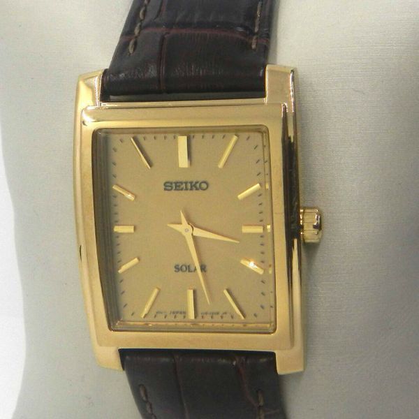 SEIKO SOLAR QUARTZ CHAMPAGNE DIAL BROWN LEATHER MEN'S WATCH SUP896 | WatchCharts Marketplace